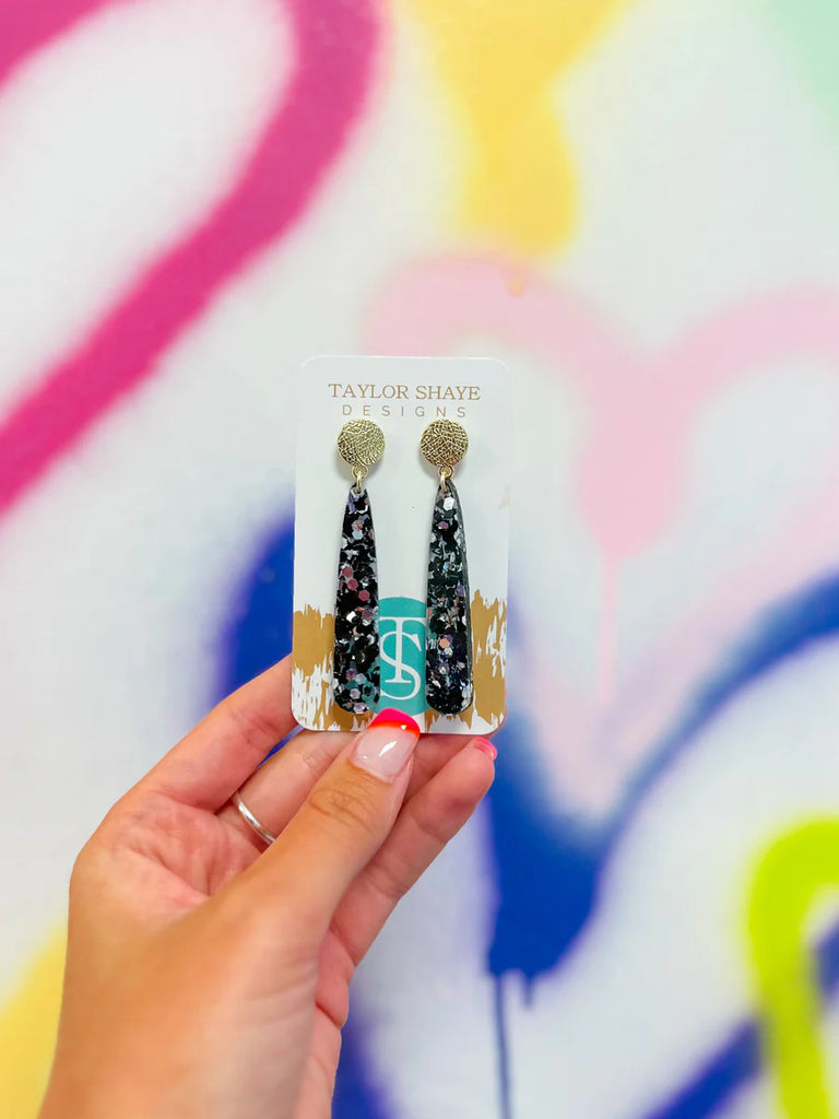 Black/Silver Flake Kimmy Drops – Ali Bex Boutique